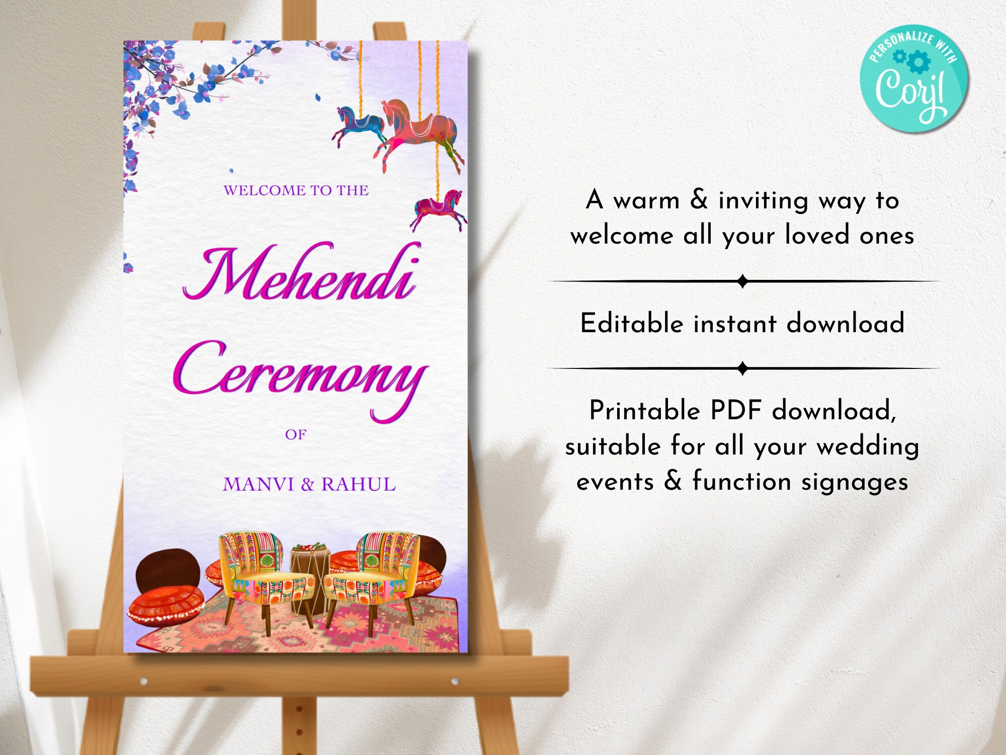 Digital Mehendi Ceremony Invitation Template: Henna Invites (electronic ...