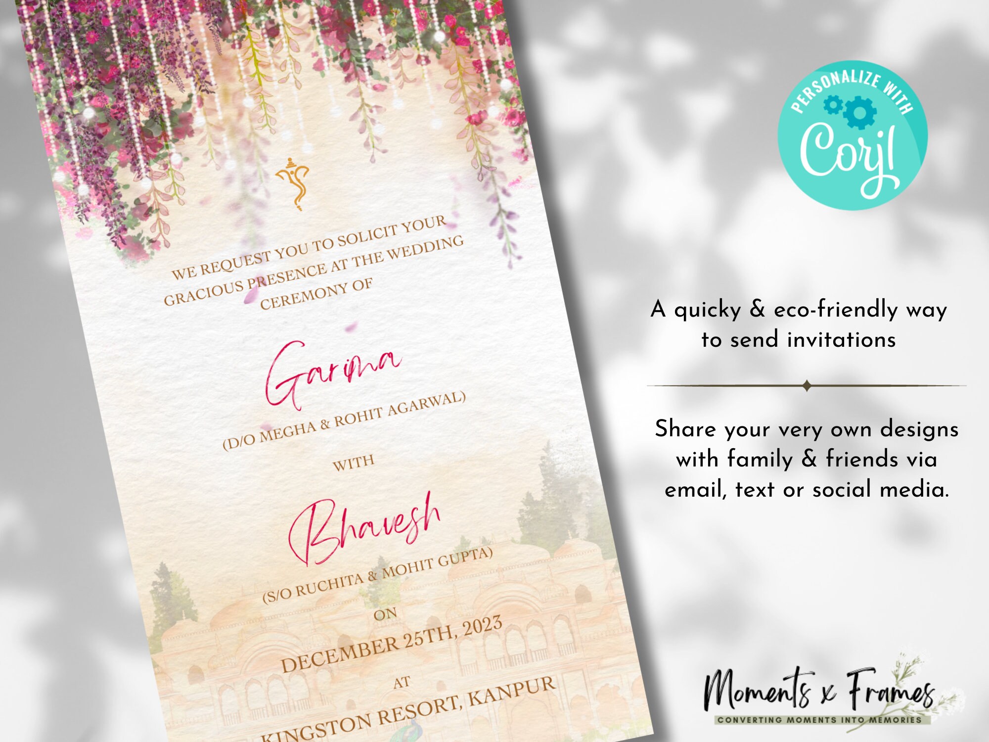 Indian Wedding Digital Invitation, Indian Wedding Reception Invitation ...