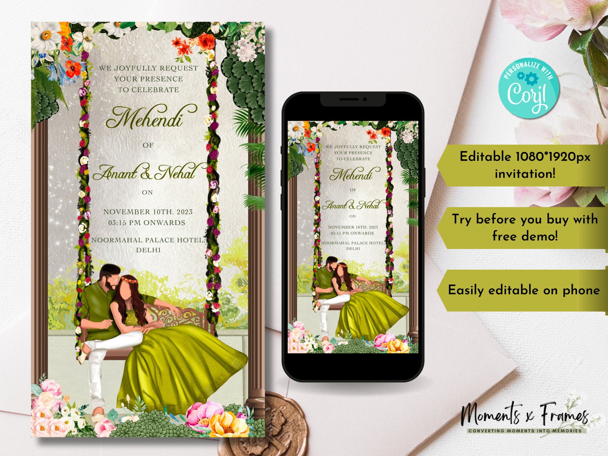 Digital Mehndi Invitation for Indian Wedding Invites Mehendi - Etsy