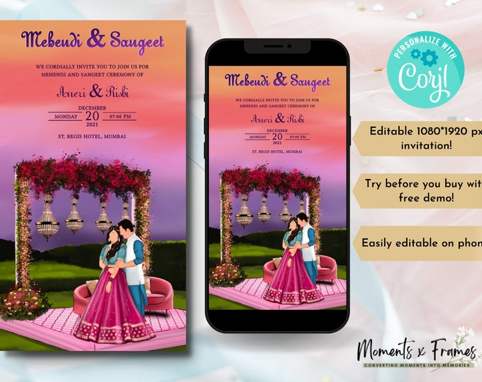 PRINTED Indian Wedding Invitation Set Classic Wedding Sangeet, Mehendi ...