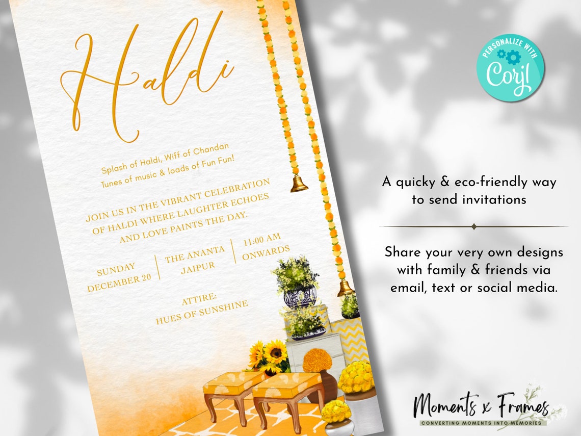 Buy Digital Haldi Ceremony Invitation Template for Wedding Invitations ...