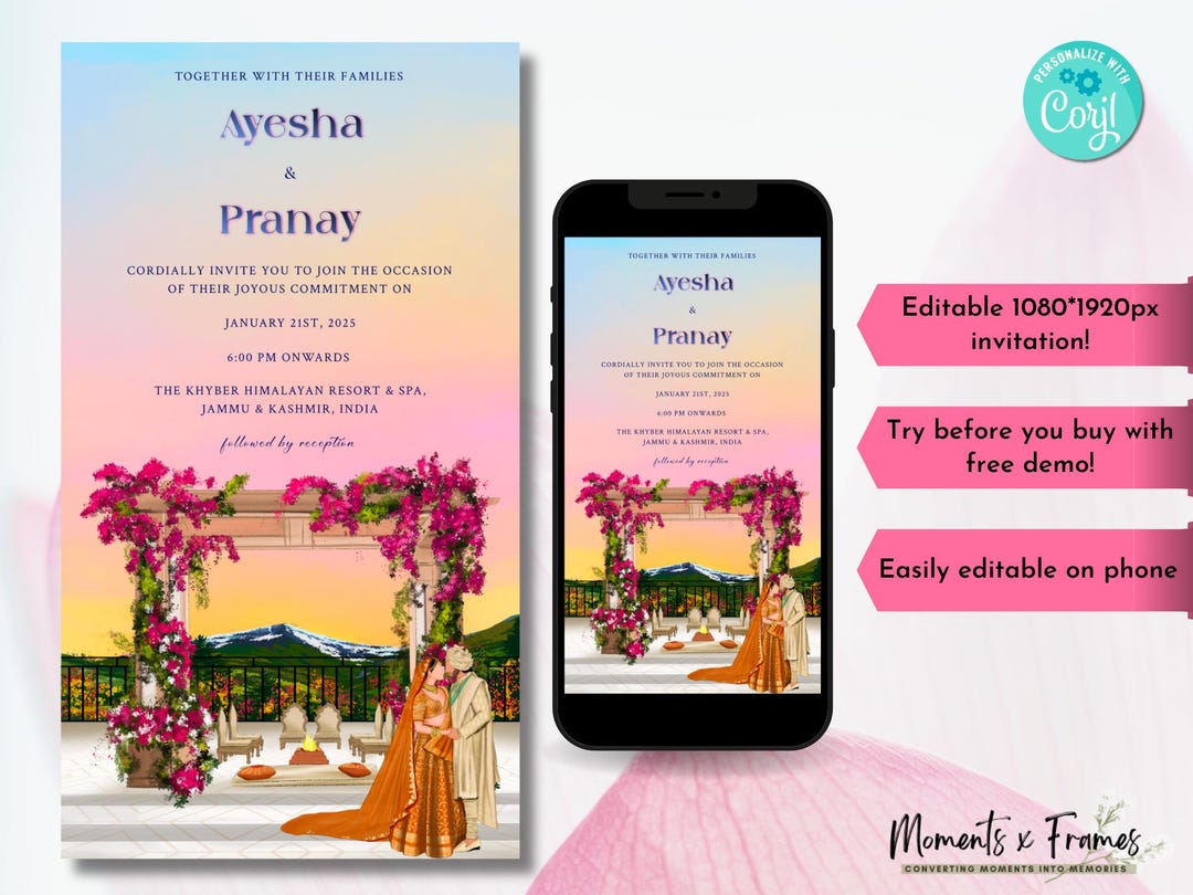 Editable Indian Wedding Invitation Template: Mountain Sundowner Design ...