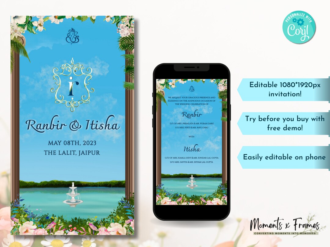 Indian Wedding Invitation for Intimate Weddings, Printable Editable ...