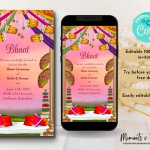 Buy Mayra Invite Bhaat Invite for Indian Wedding Invitation as Digital ...