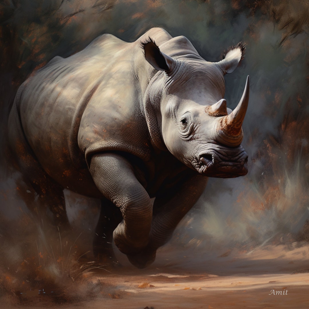 A Splendid Action Portrait of a Rhino on the Run. Beautiful, Breath ...