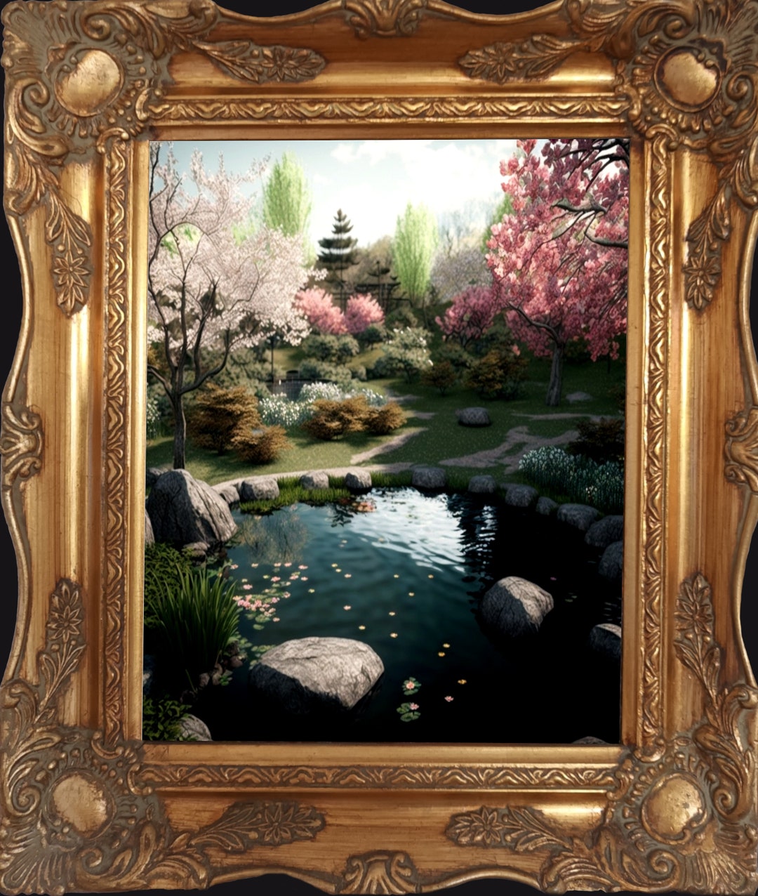 A Tranquil Japanese Garden Digital Art, Beautiful and Elegant; Enhance ...