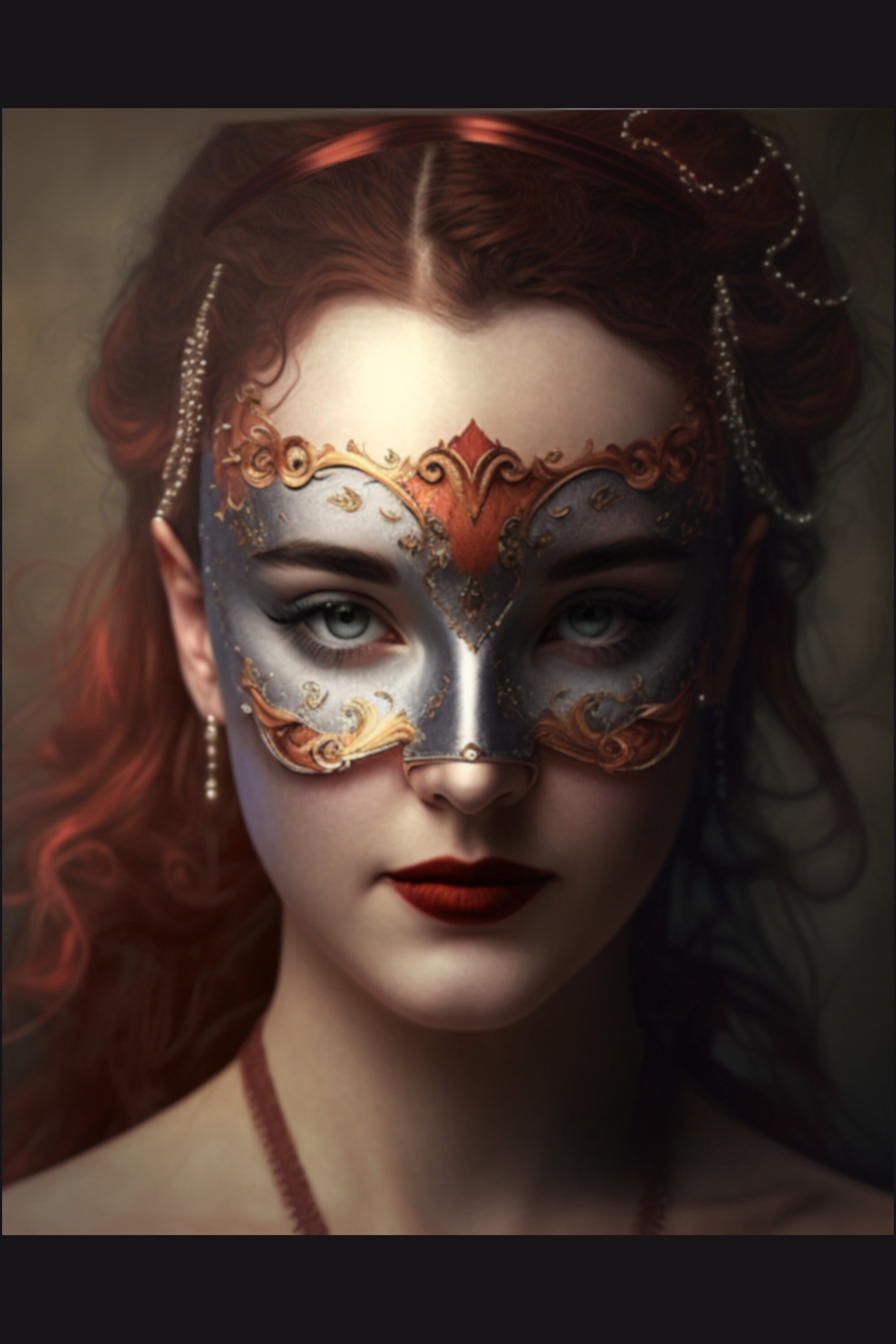 Portraits of Five Beautiful Women Wearing Venetian Masks. Elegant and ...