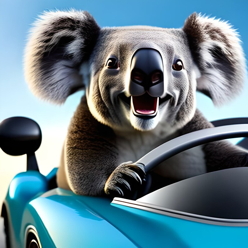 A Set of Five Fun Animal Characters Driving Racing Cars. Gifts for ...