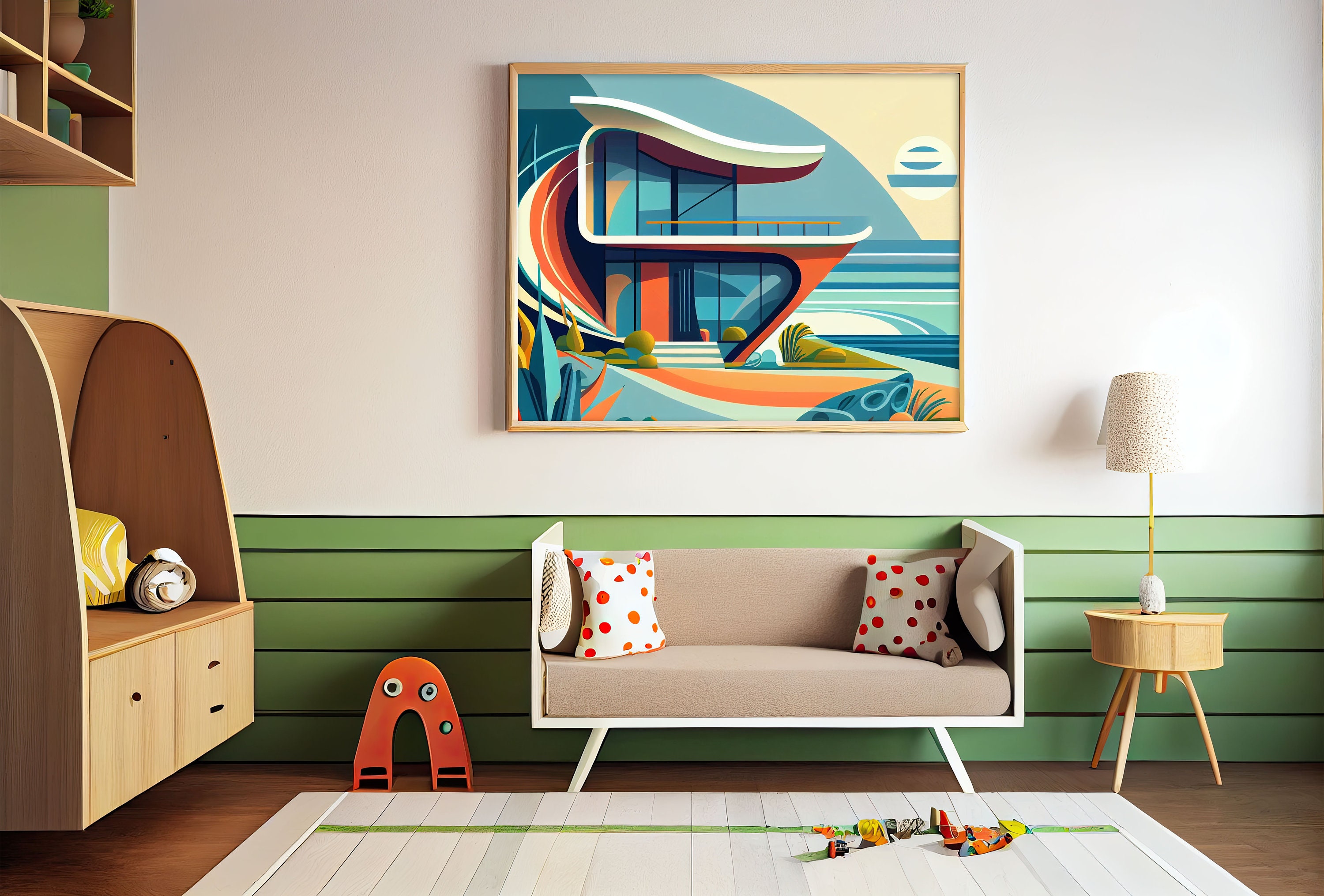 Tropical Ocean Beach House Art, Mid Century Modern Coastal Decor ...