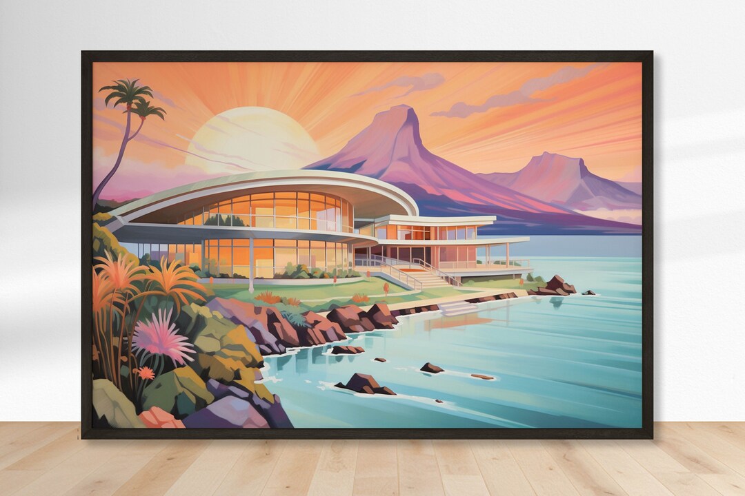 Tropical Dream Home Art, Googie Architecture Inspired, Mid-century ...