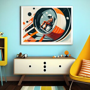 Astronaut in Retro Capsule, Mid Century Modern Decor, NASA Space-age ...