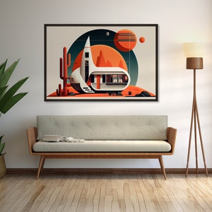 Rocket Inspired Mars Tiny Home, Mid Century Design, Kids Wall Art ...