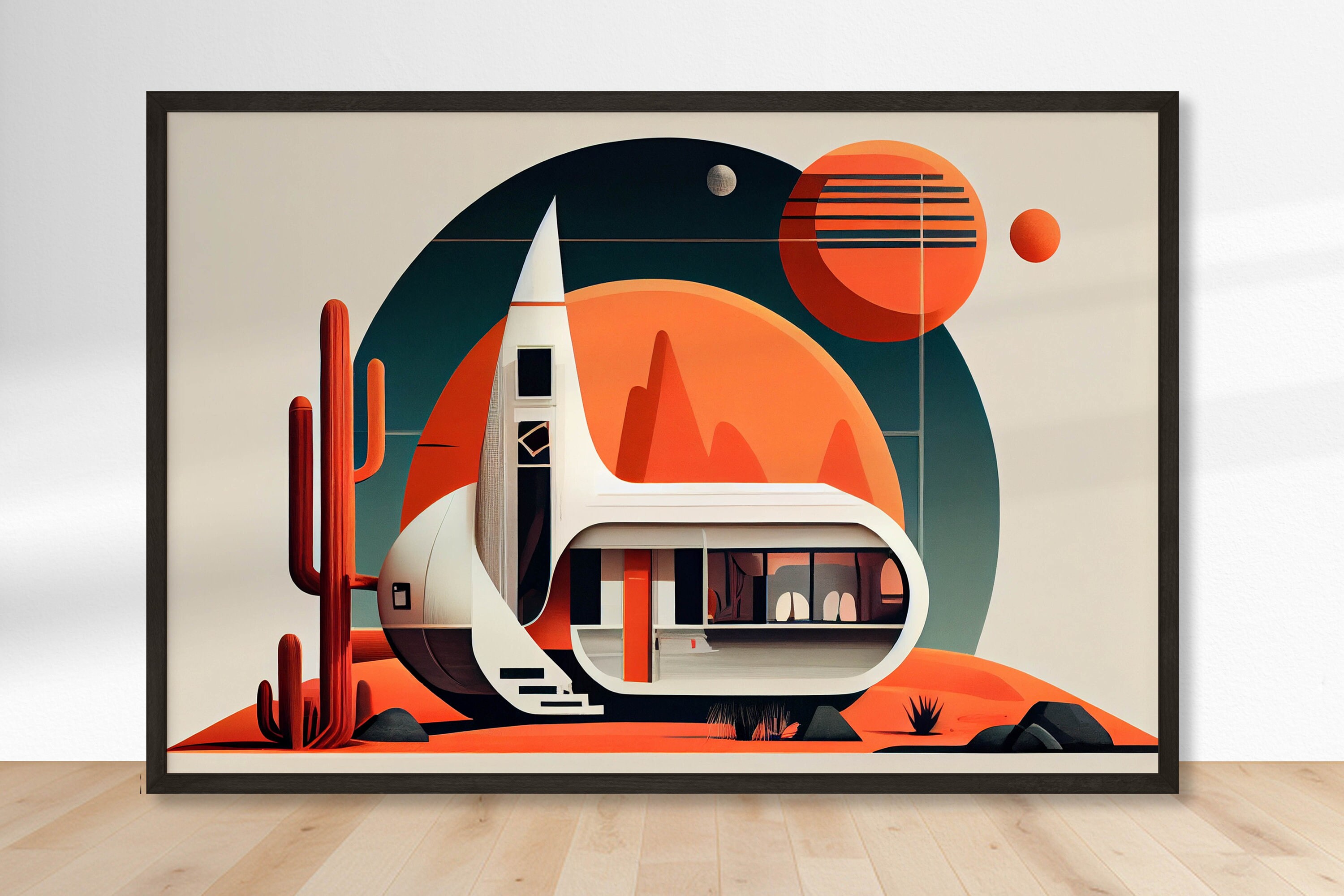 Rocket Inspired Mars Tiny Home, Mid Century Design, Kids Wall Art ...