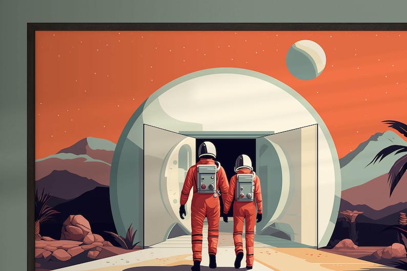 Mid-century Modern Astronaut Art, Vintage Space Suit Illustration ...