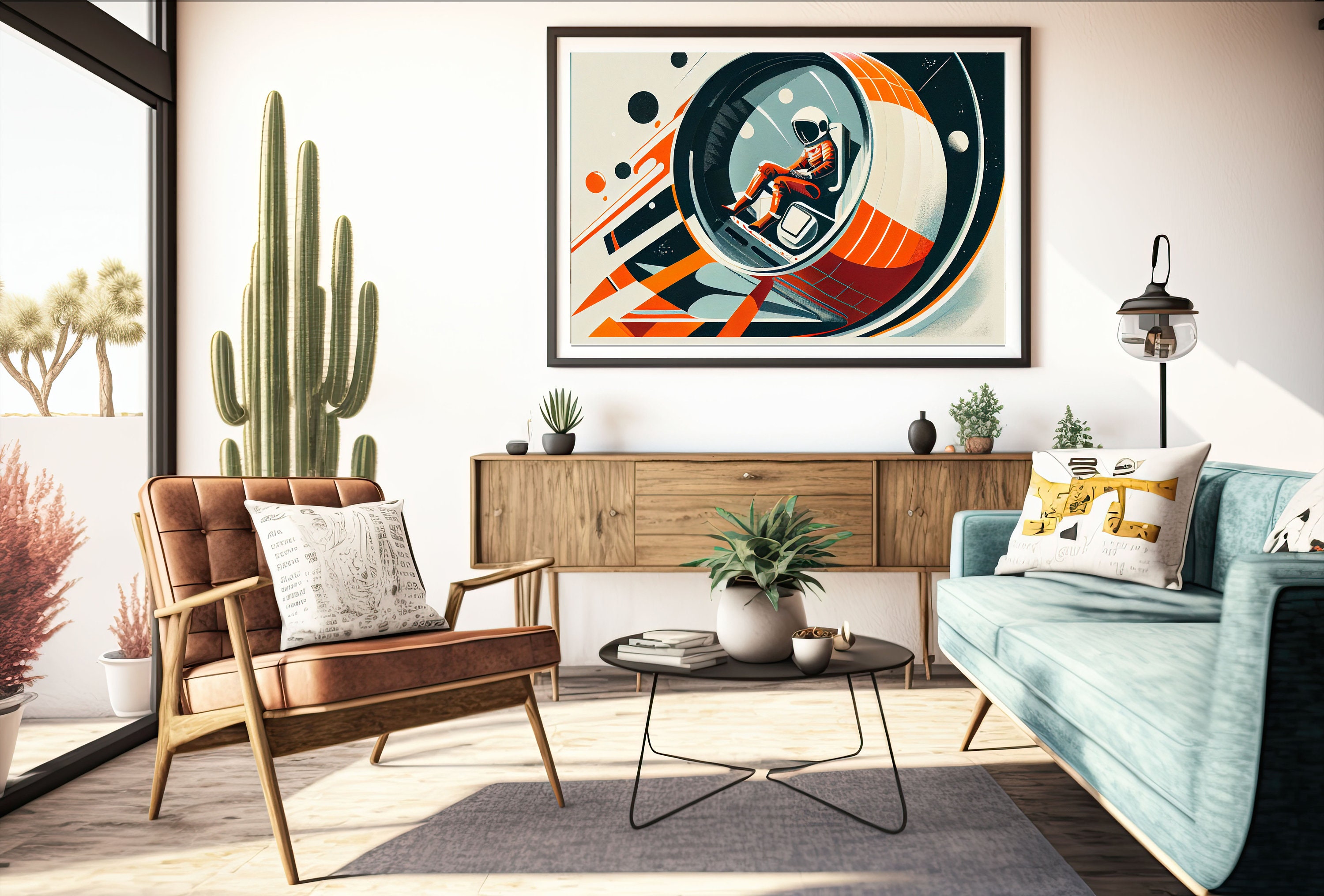Astronaut in Retro Capsule, Mid Century Modern Decor, NASA Space-age ...
