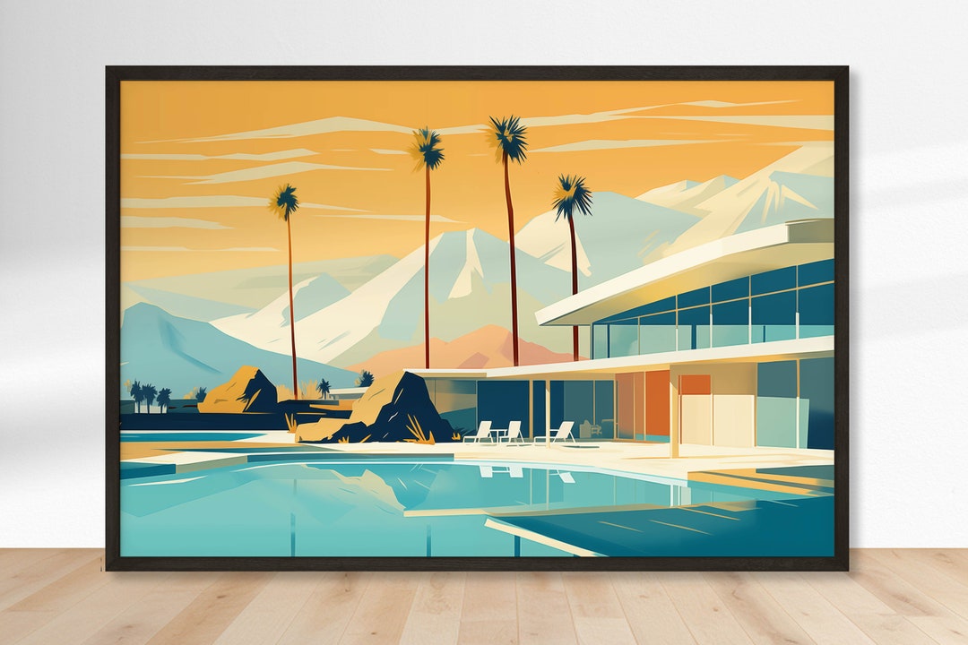 Mid Century Modern Palm Springs House Digital Art, Instant Download ...