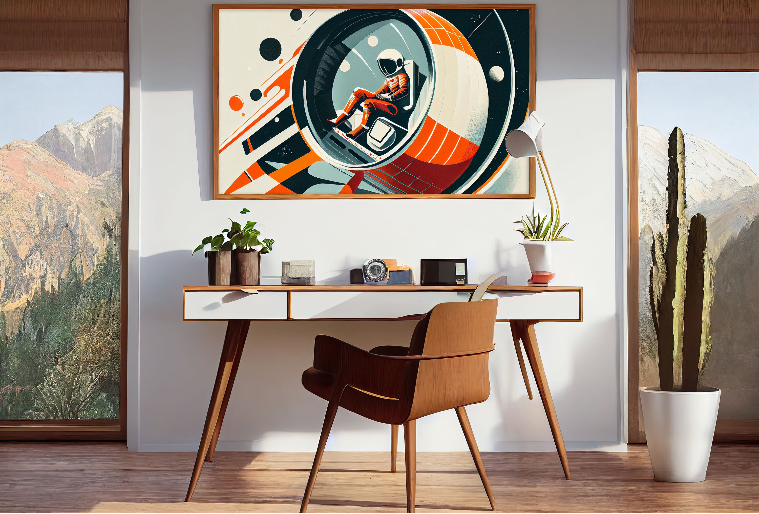 Astronaut in Retro Capsule, Mid Century Modern Decor, NASA Space-age ...