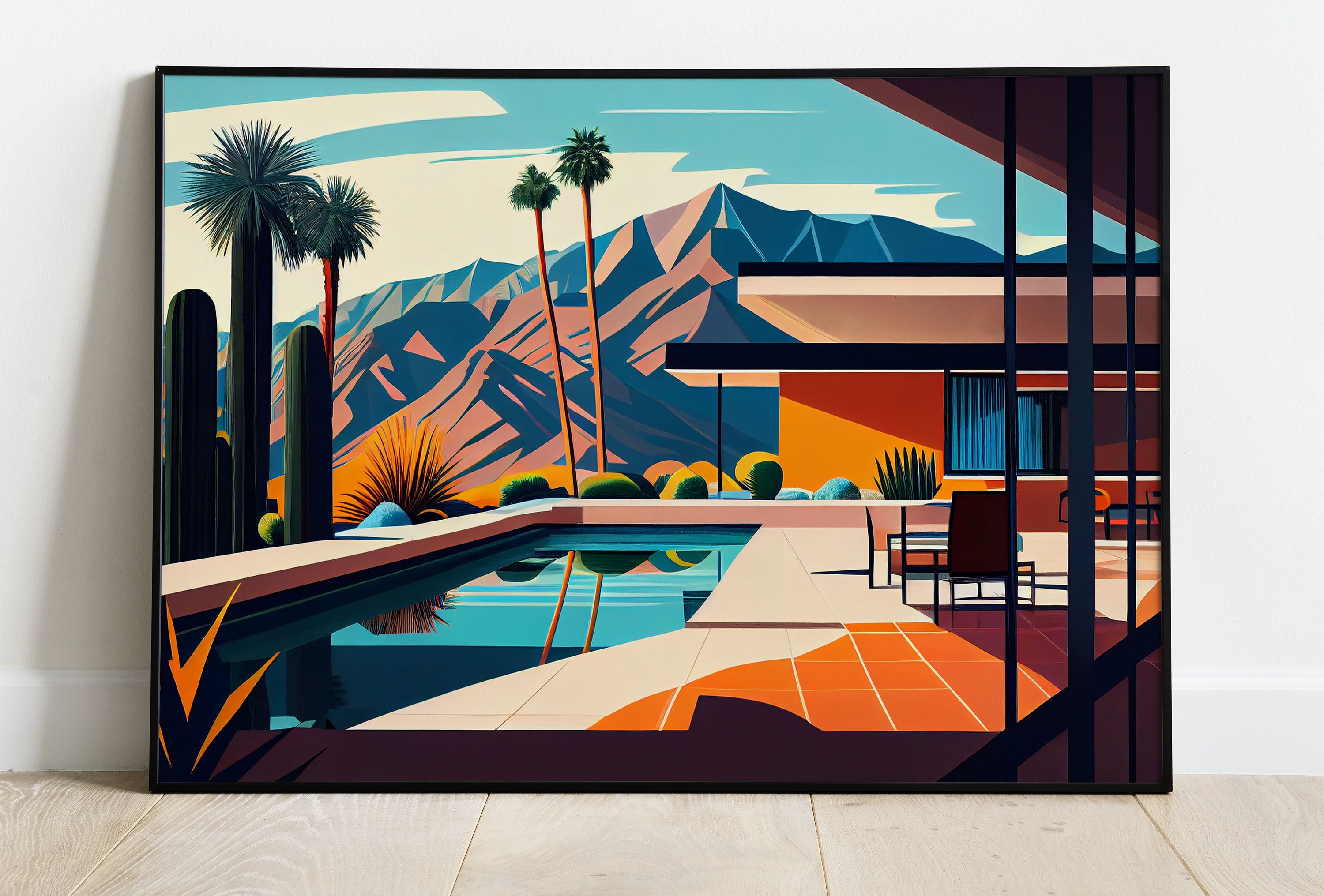 Retro Poolside Patio Art, Mid Century Modern Outdoor Decor, Instant ...