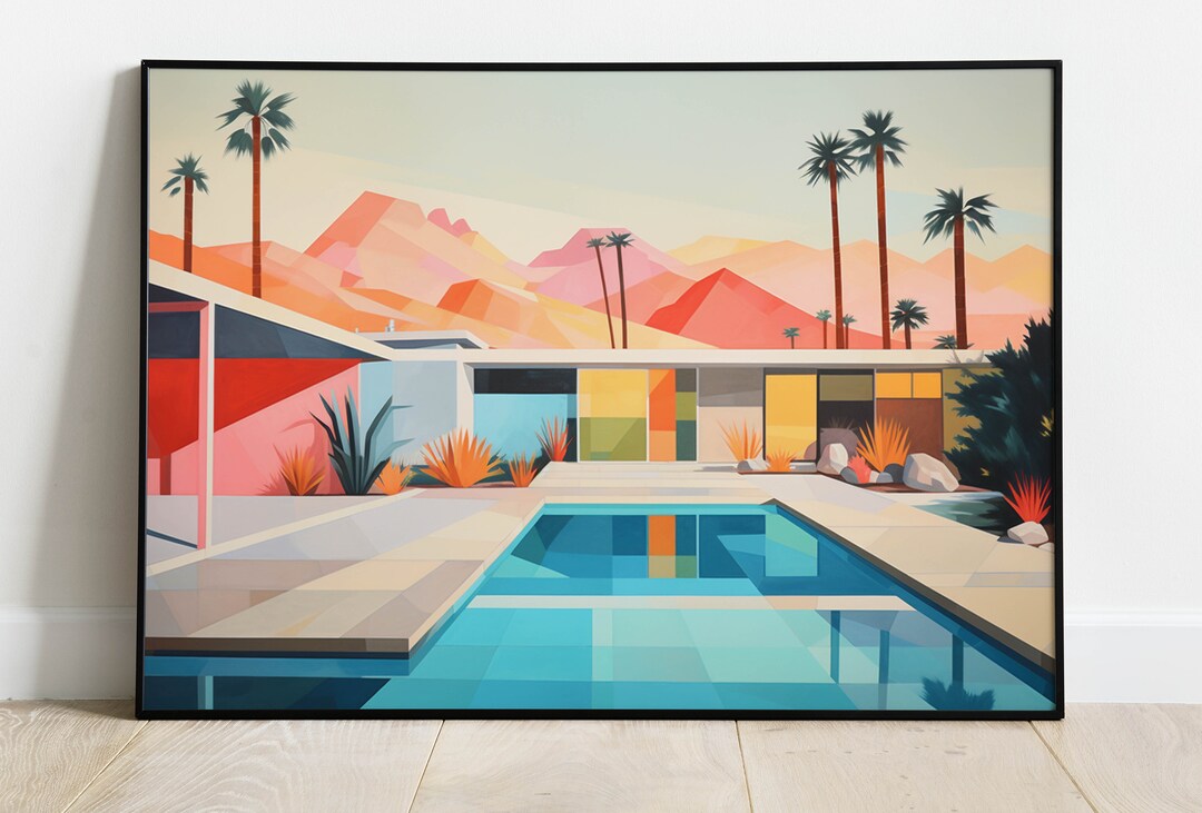 Palm Springs Pastel Art: Instant Digital Download, Mid-century Modern ...