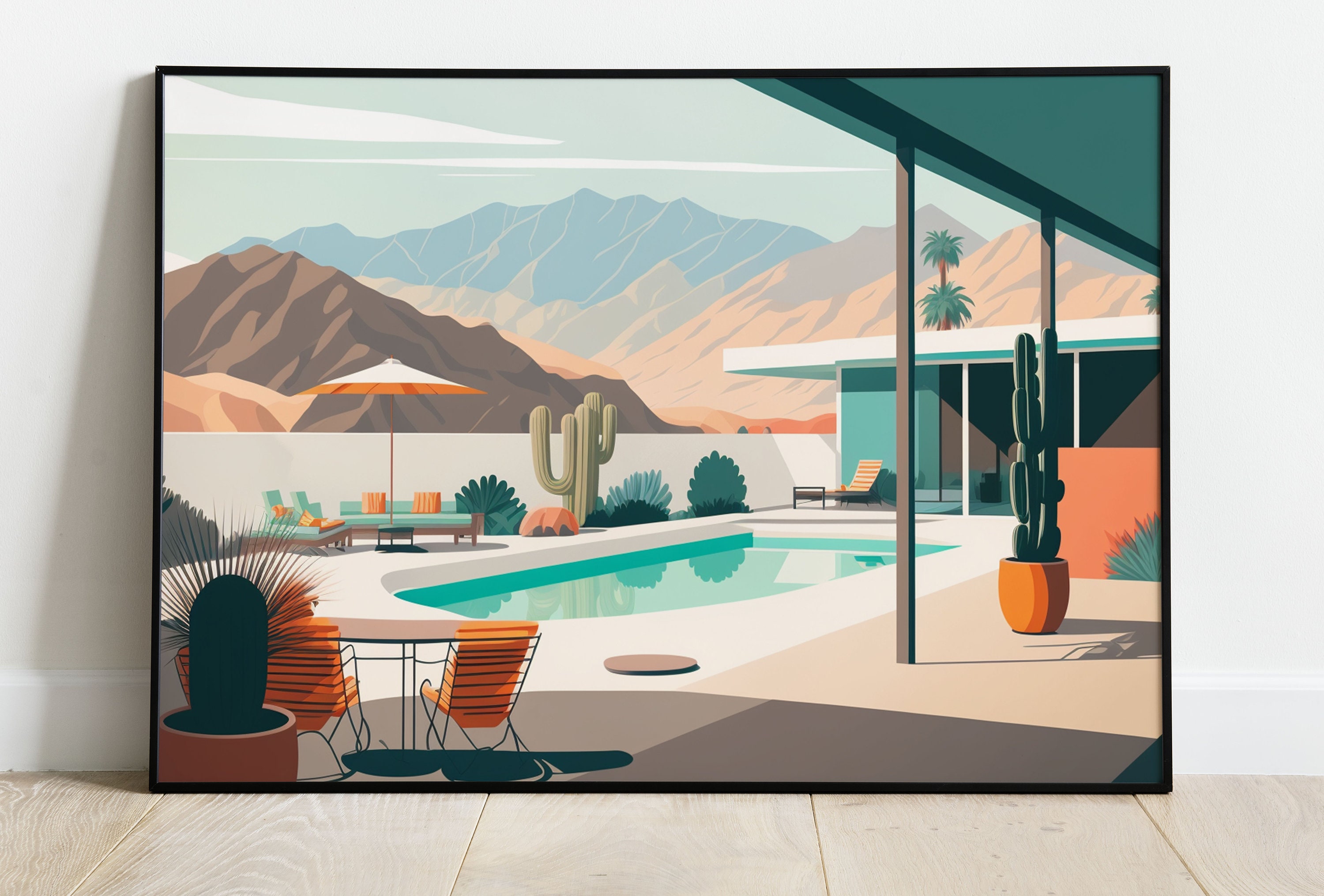 Palm Springs Pastel Pool Art: Digital Download Instant Wall - Etsy