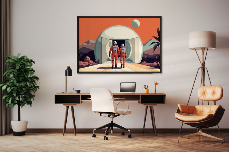 Mid-century Modern Astronaut Art, Vintage Space Suit Illustration ...