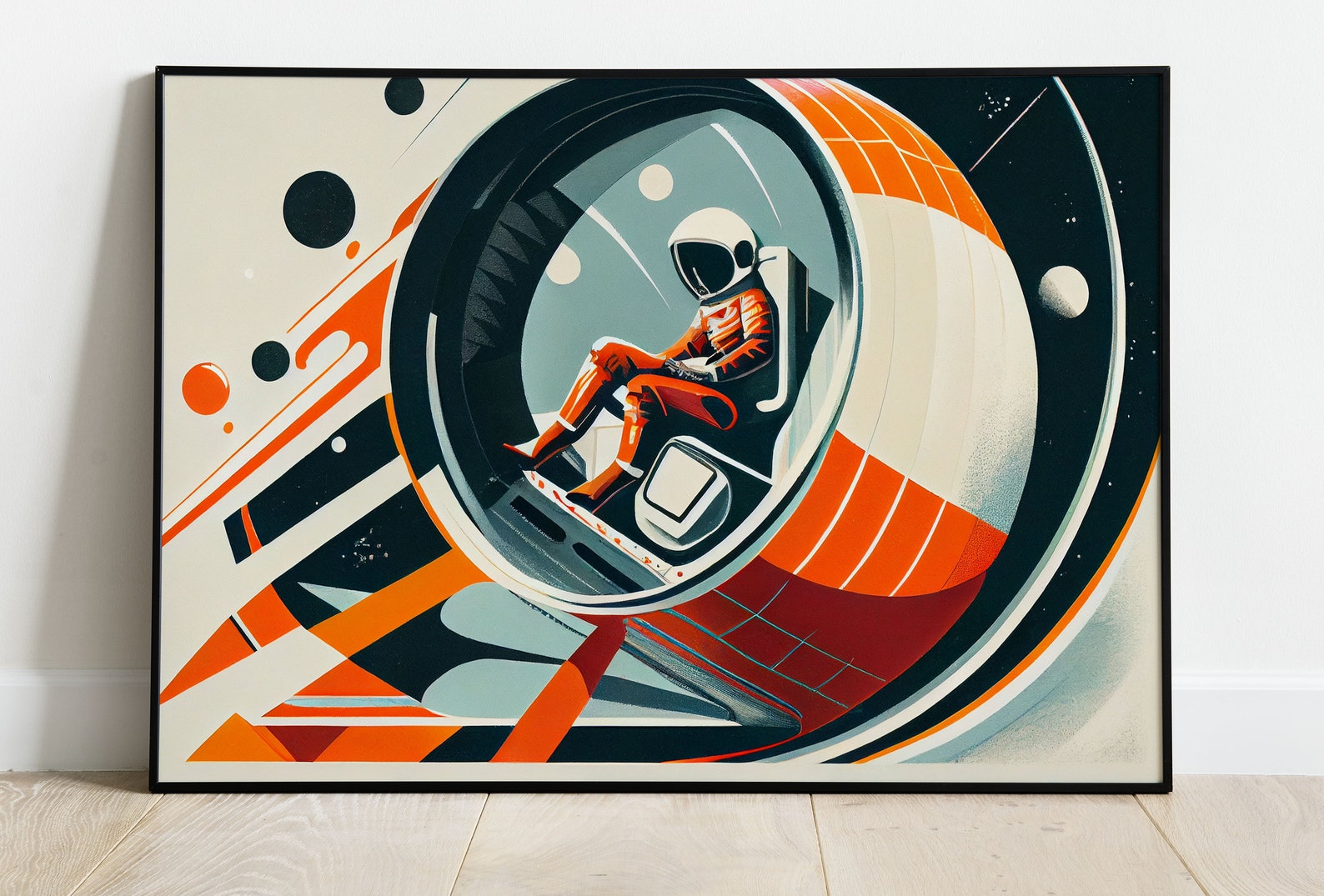 Astronaut in Retro Capsule, Mid Century Modern Decor, NASA Space-age ...