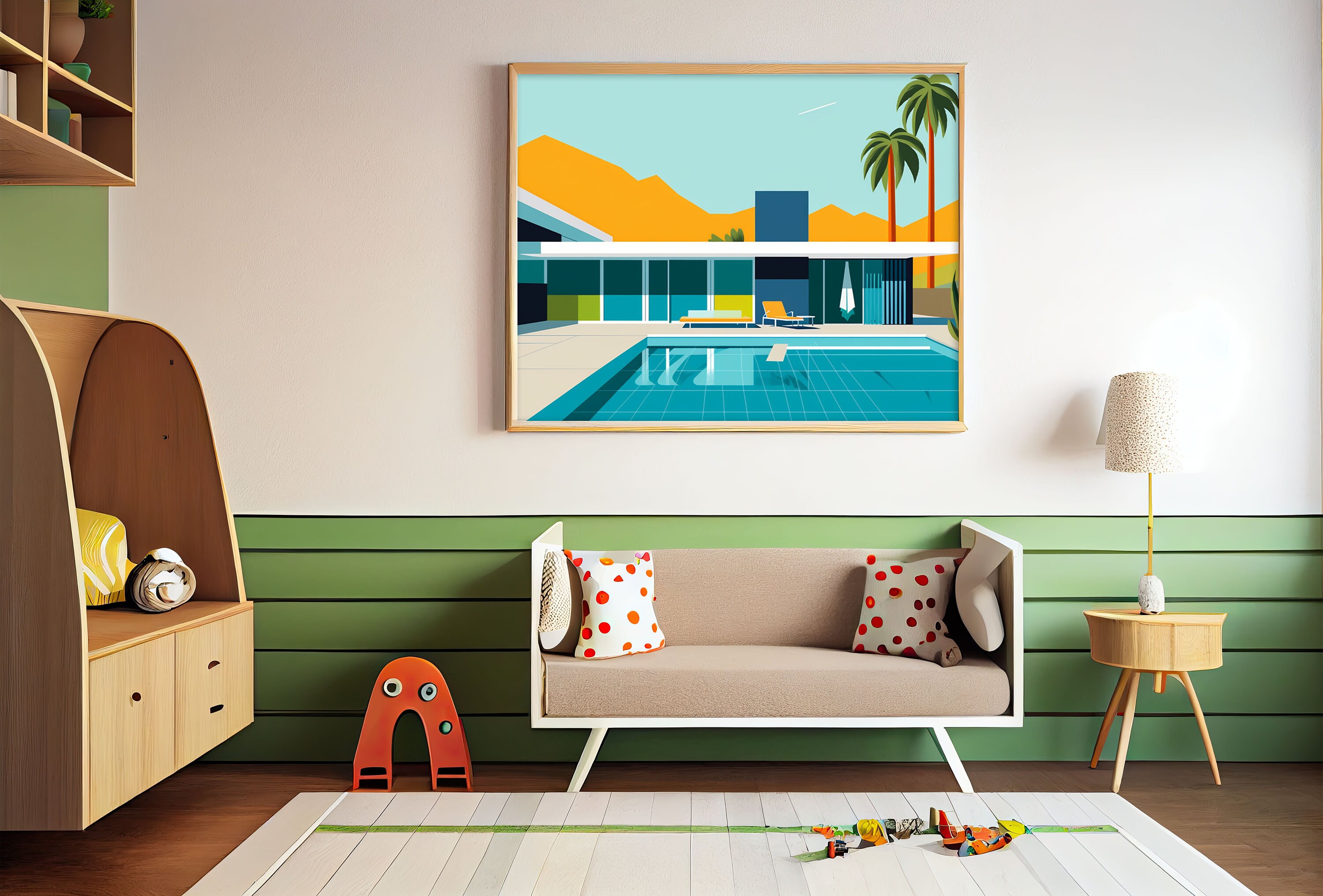 Retro Poolside Decor Palm Springs Pool Print Mid Century - Etsy