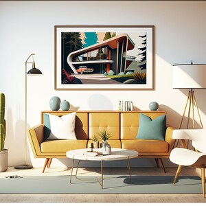 Mid Century Space Age Mountain Home Art Instant Download - Etsy