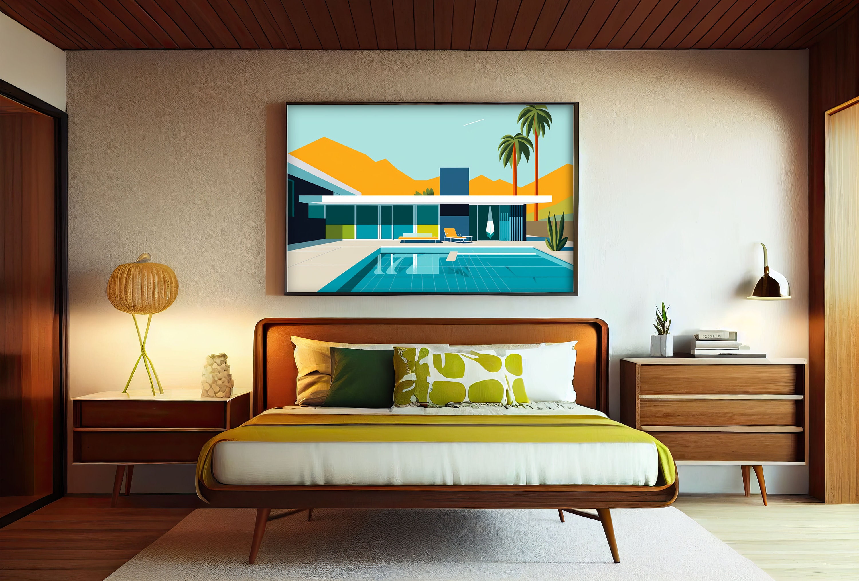 Retro Poolside Decor Palm Springs Pool Print Mid Century - Etsy