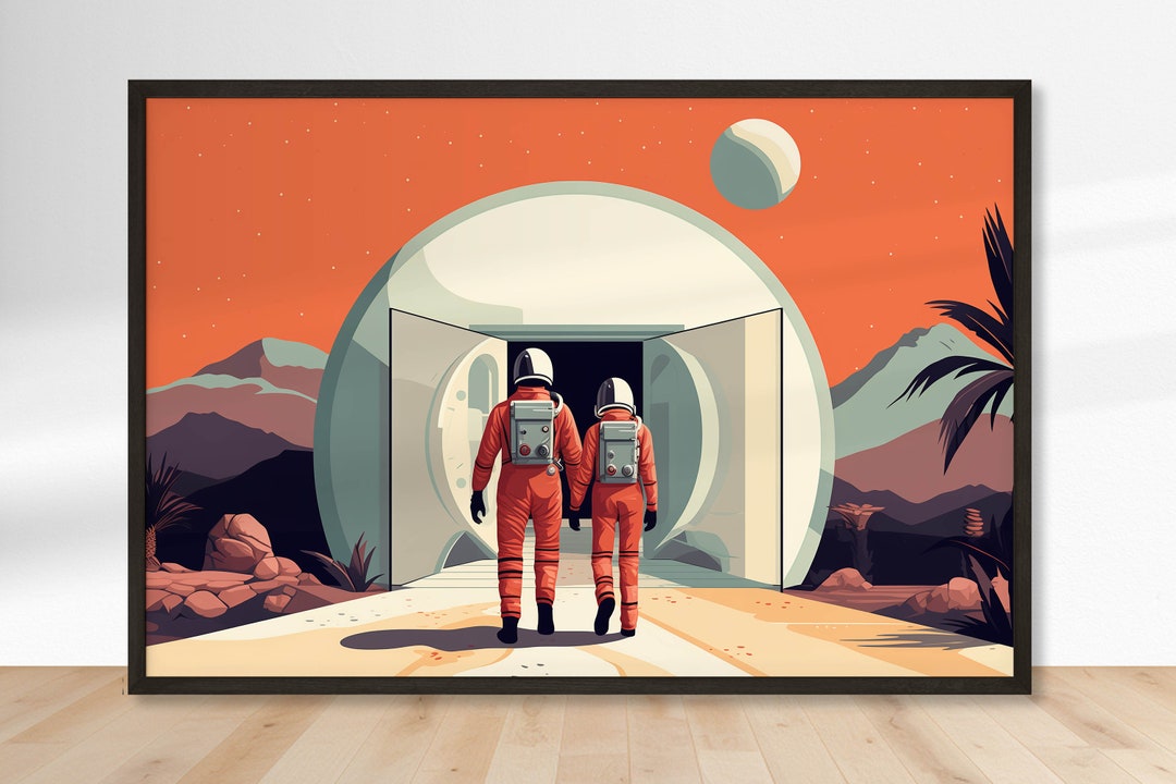 Mid-century Modern Astronaut Art, Vintage Space Suit Illustration ...
