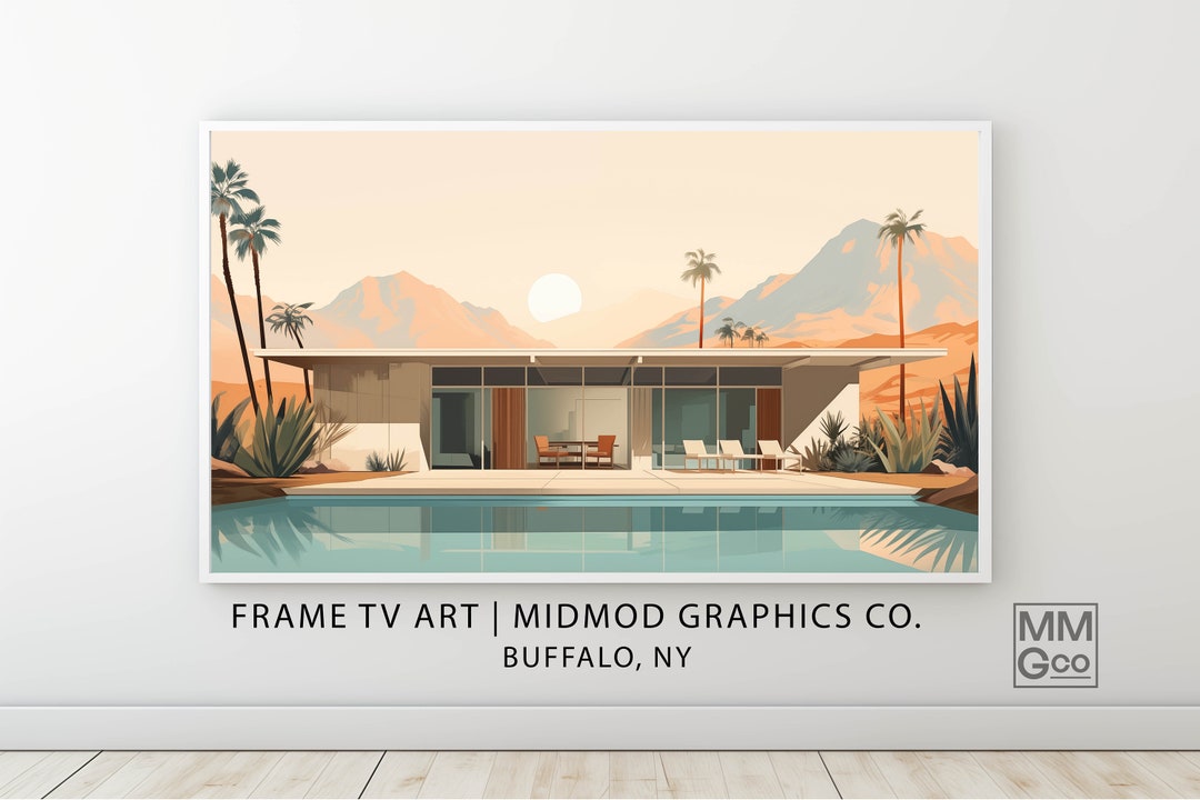 Samsung Frame TV Art, Mid Century Modern Palm Springs Home, Instant ...
