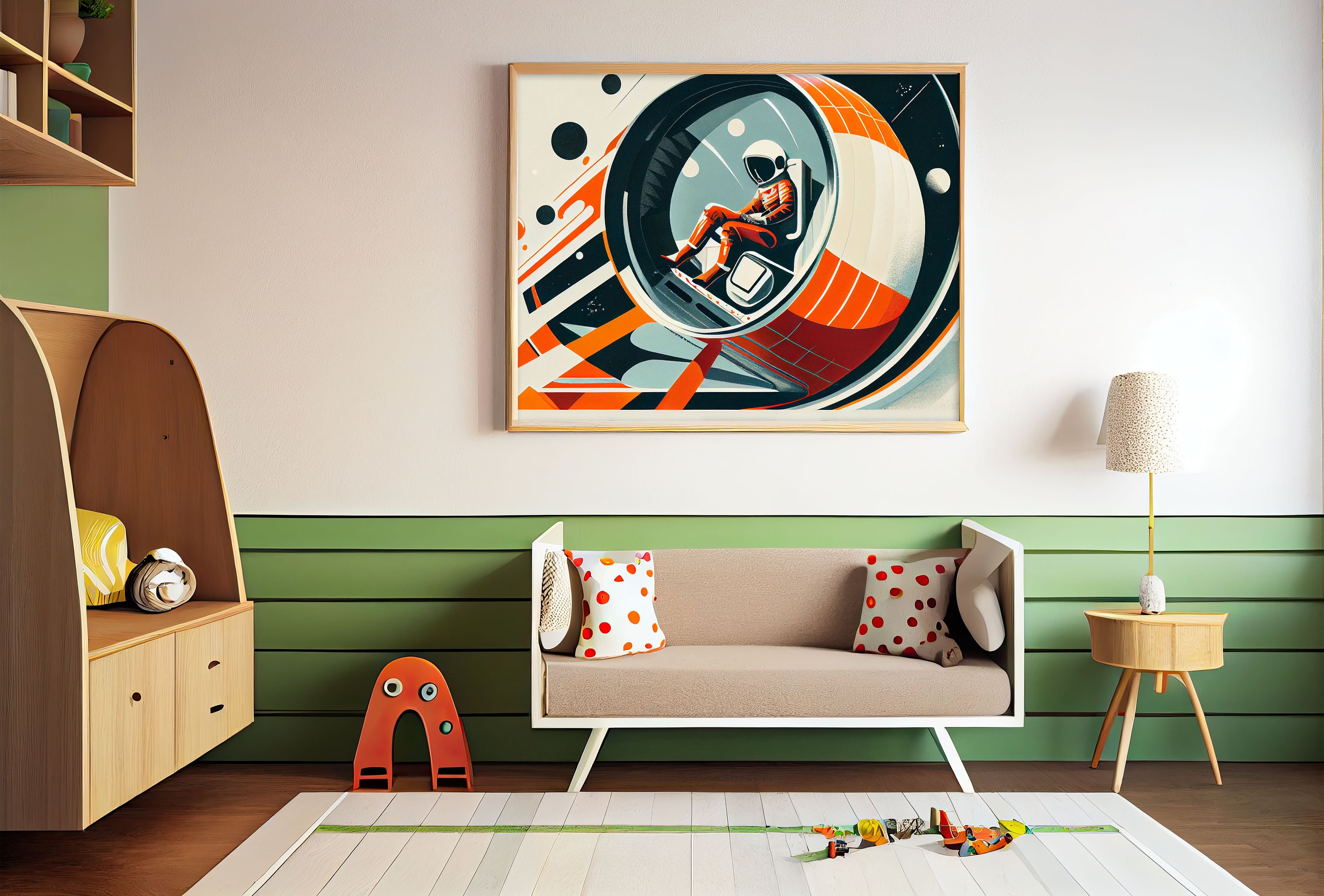 Astronaut in Retro Capsule, Mid Century Modern Decor, NASA Space-age ...