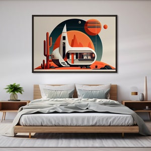 Rocket Inspired Mars Tiny Home, Mid Century Design, Kids Wall Art ...