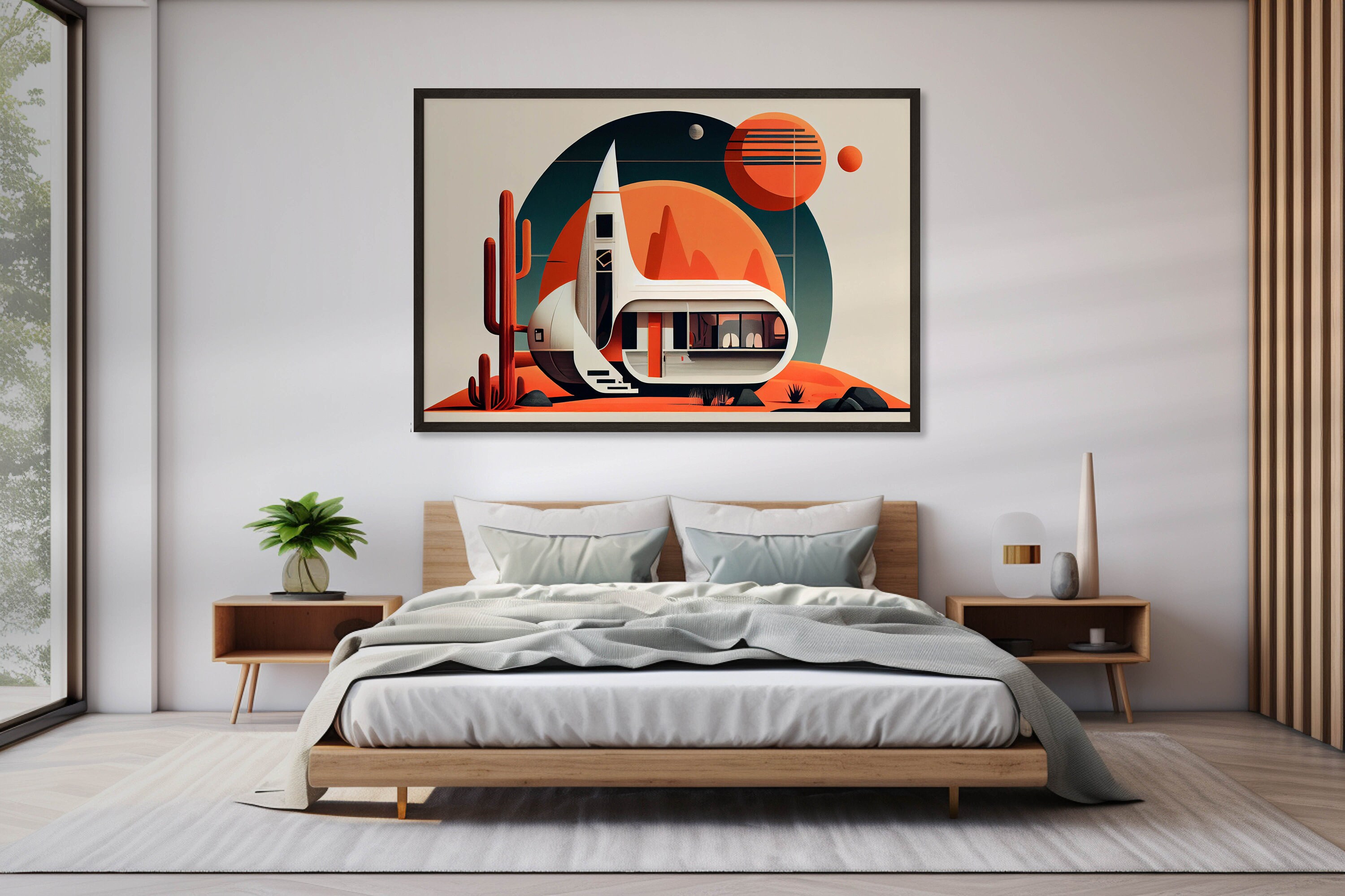 Rocket Inspired Mars Tiny Home, Mid Century Design, Kids Wall Art ...