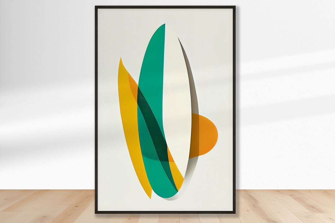Mid Century Modern Surfboard Art Print - Tropical Palette, Surfboard ...