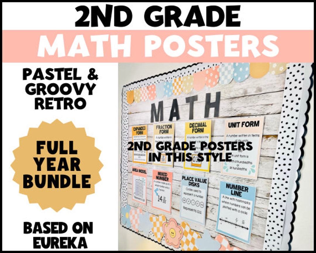 2nd Grade Math Posters BOHO Bundle FULL YEAR Based on - Etsy