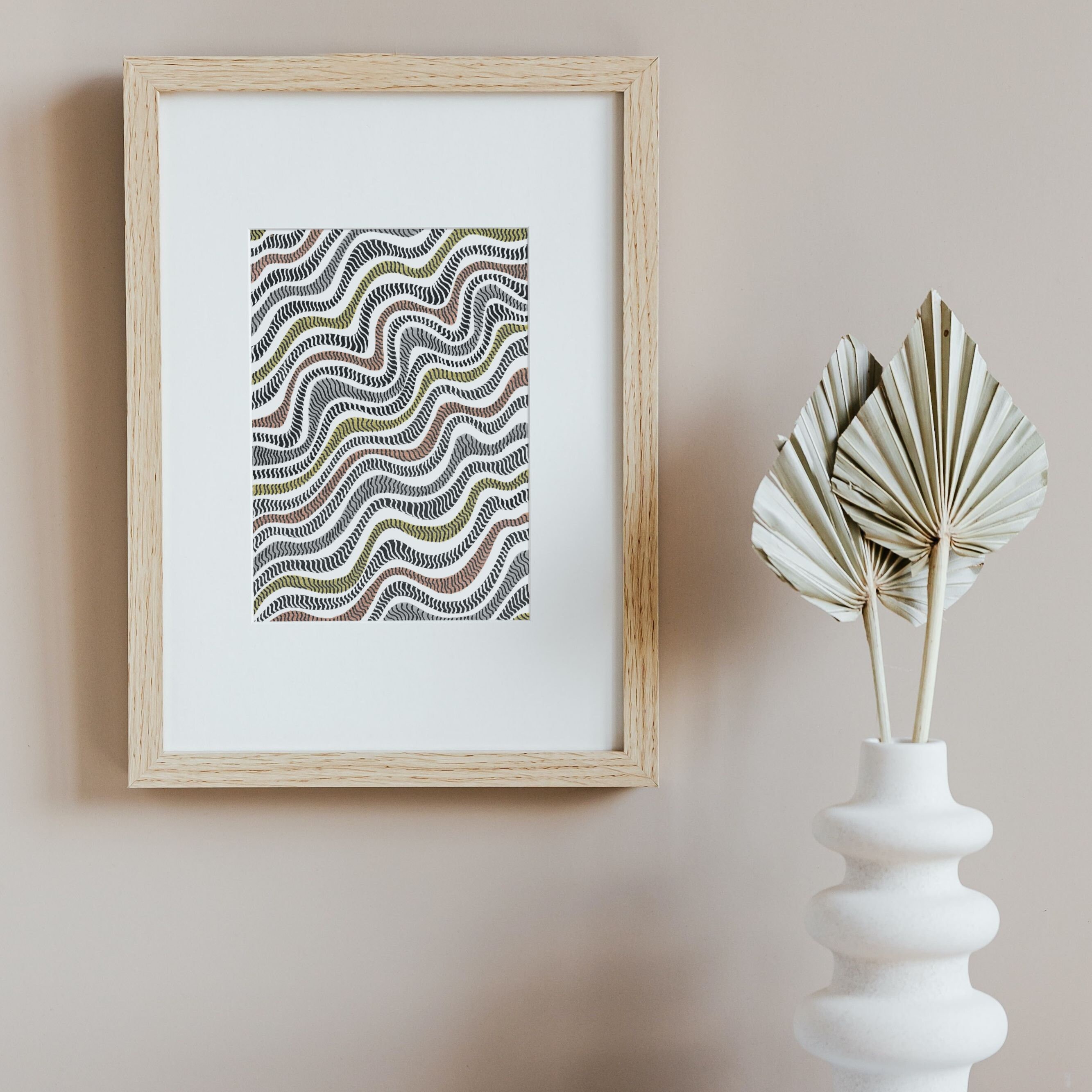 Fluid Lines Abstract Wall Art Original Lines Drawing Gold Accent ...
