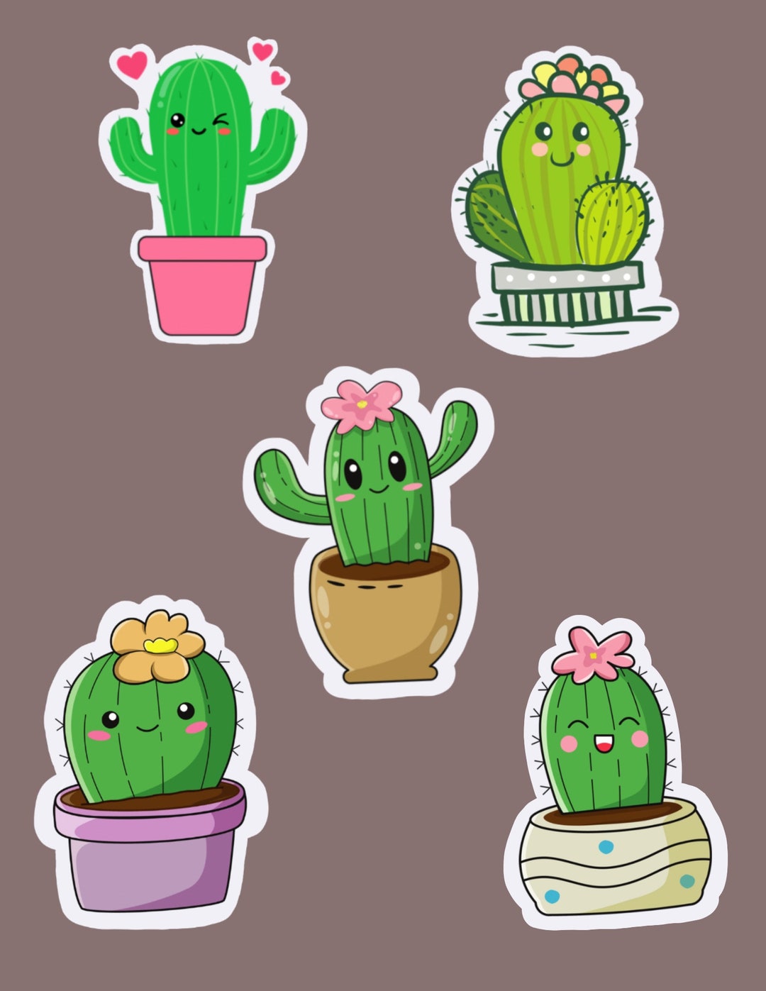 Cute Cactus PNG Digital Stickers. Download and Print or Use Digitally ...