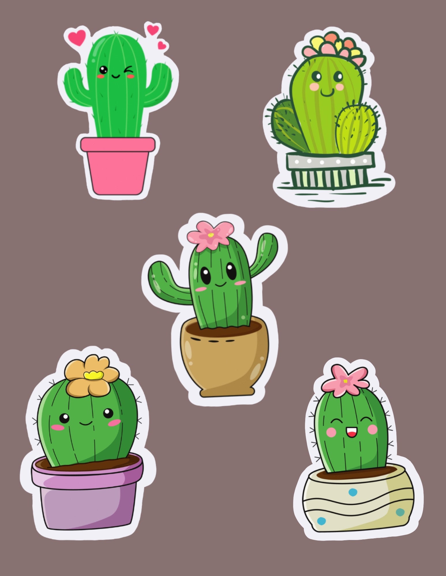 Cute Cactus PNG Digital Stickers. Download and Print or Use Digitally ...