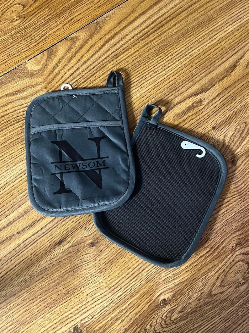 Custom Monogram Oven Mitt Pot Holder Baking Mitts Personalized Kitchen ...