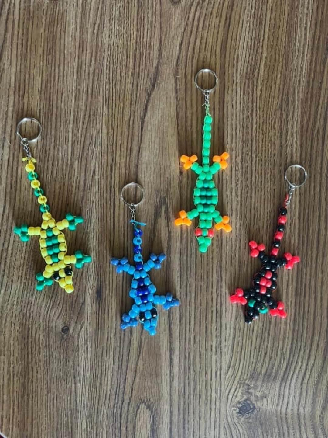 Beaded Lizard Keychain: Custom Colorful Gecko Keyring - Etsy