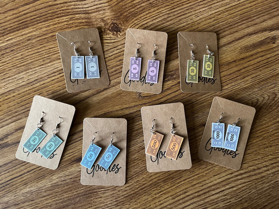 Monopoly Money Earrings: Laminated Board Game Night Jewelry - Etsy