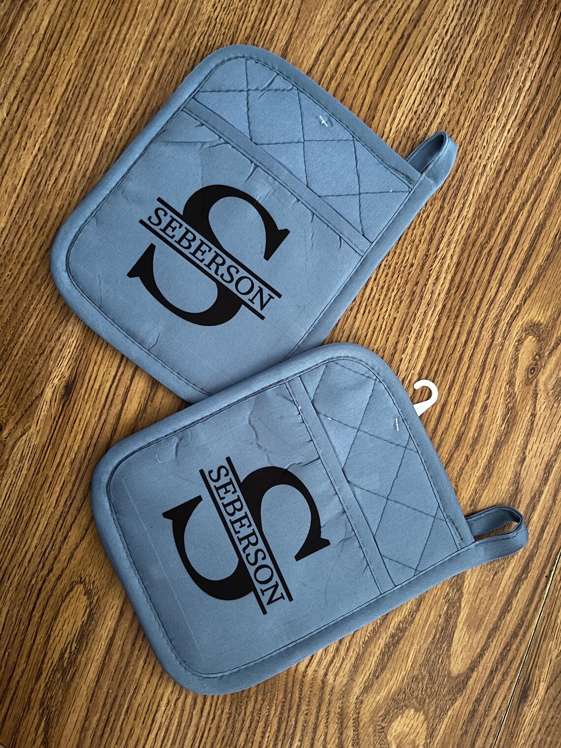 Custom Monogram Oven Mitt Pot Holder Baking Mitts Personalized Kitchen ...
