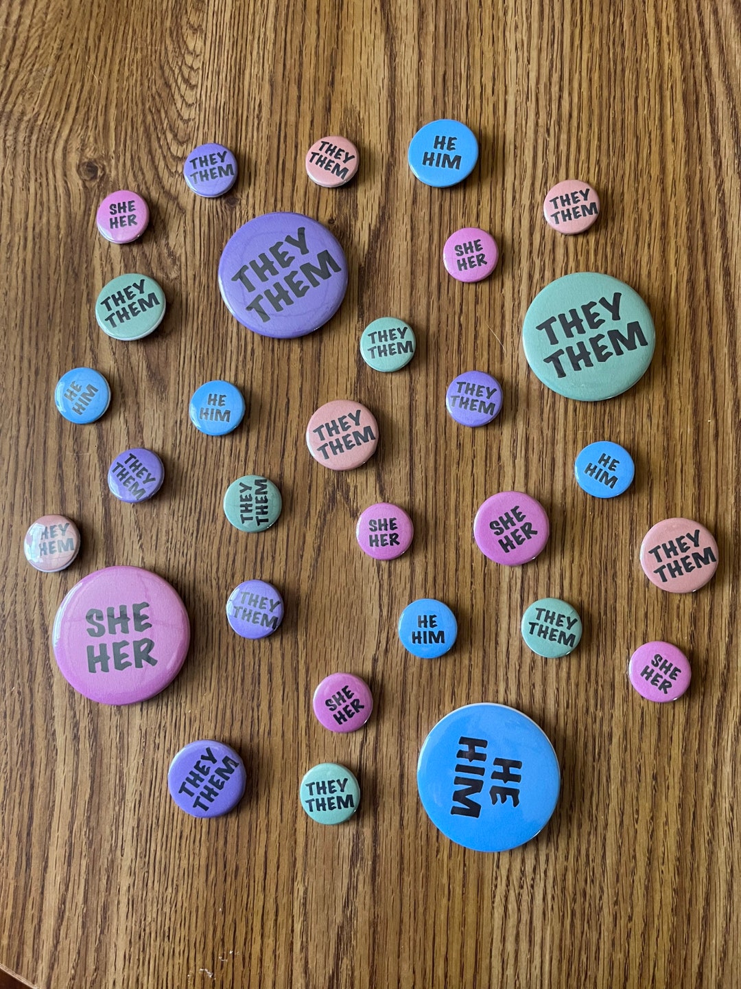 Custom Pronoun Pin-back Buttons / He Him / She Her / They Them Button ...