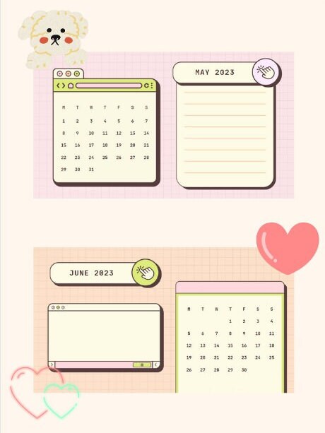 Cute Retro Aesthetic Simplistic 2023 Calendar - Etsy