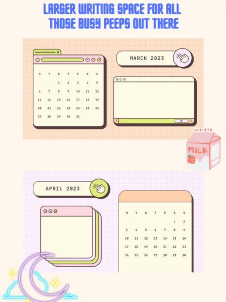 Cute Retro Aesthetic Simplistic 2023 Calendar - Etsy