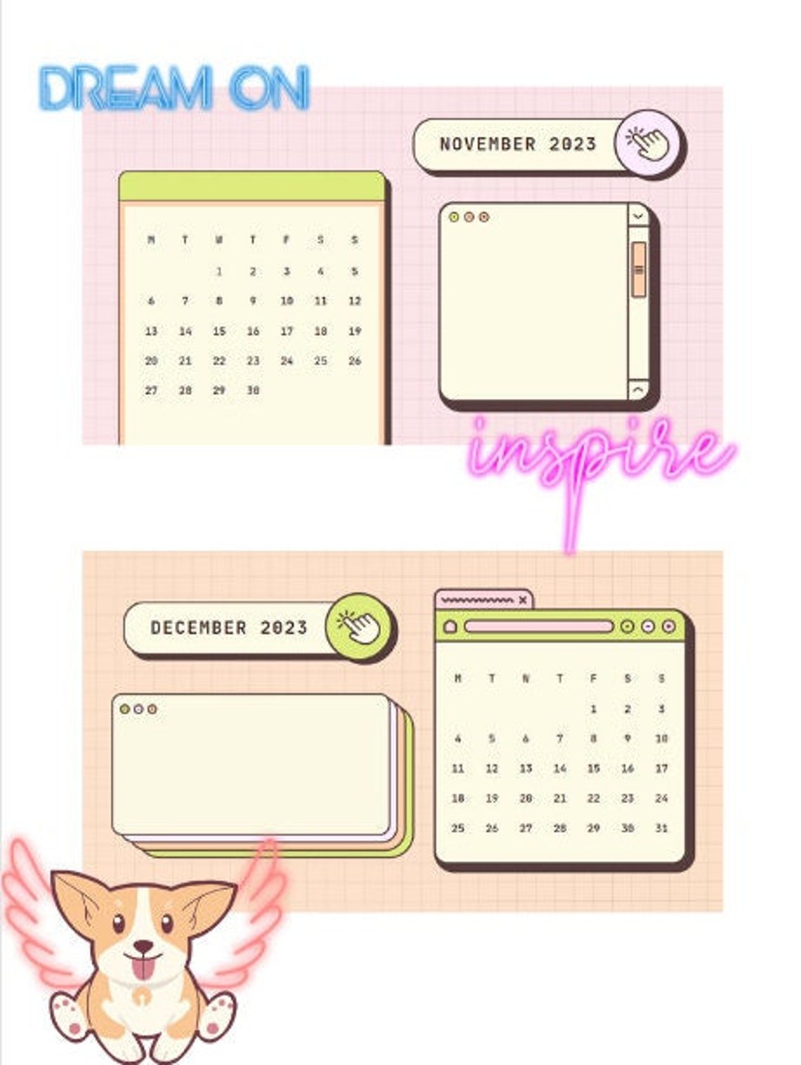 Cute Retro Aesthetic Simplistic 2023 Calendar - Etsy