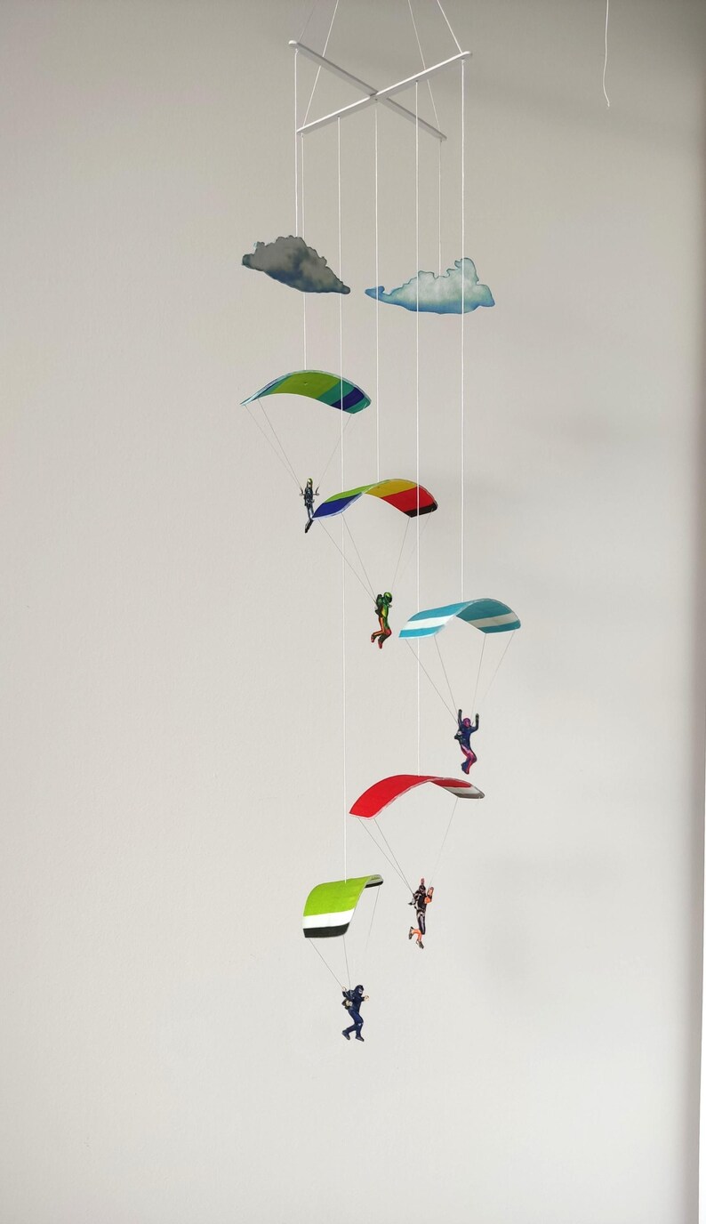 Skydiving Felt Mobile for Decor. Gender Neutral. CLOUDS and SKYDIVERS ...