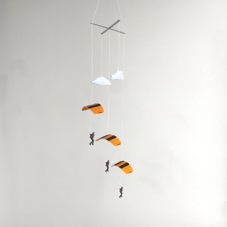 Skydiving Felt Mobile for Decor. Gender Neutral. CLOUDS and SKYDIVERS ...
