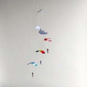 Skydiving Felt Mobile for Decor. Gender Neutral. CLOUDS and SKYDIVERS ...